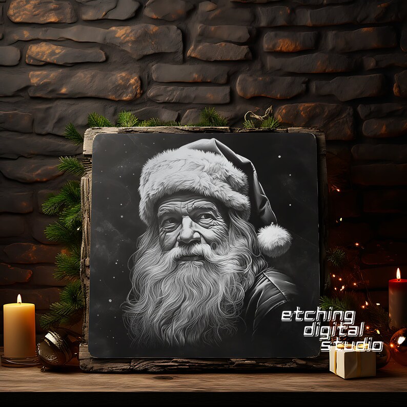 Santa Portrait PNG for CNC Laser Engrave Laser Burn - Etsy