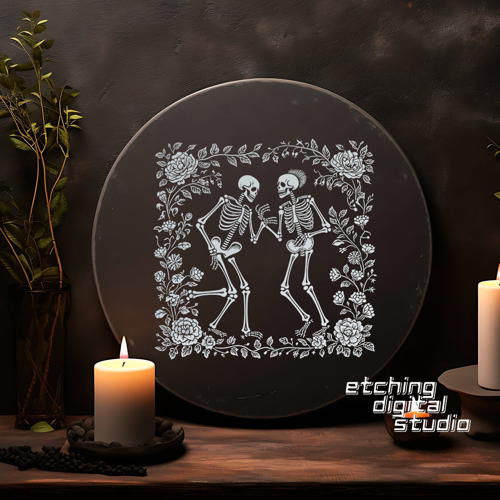 Skeletons Floral PNG CNC Laser Engrave Laser Burn Glowforge - Etsy