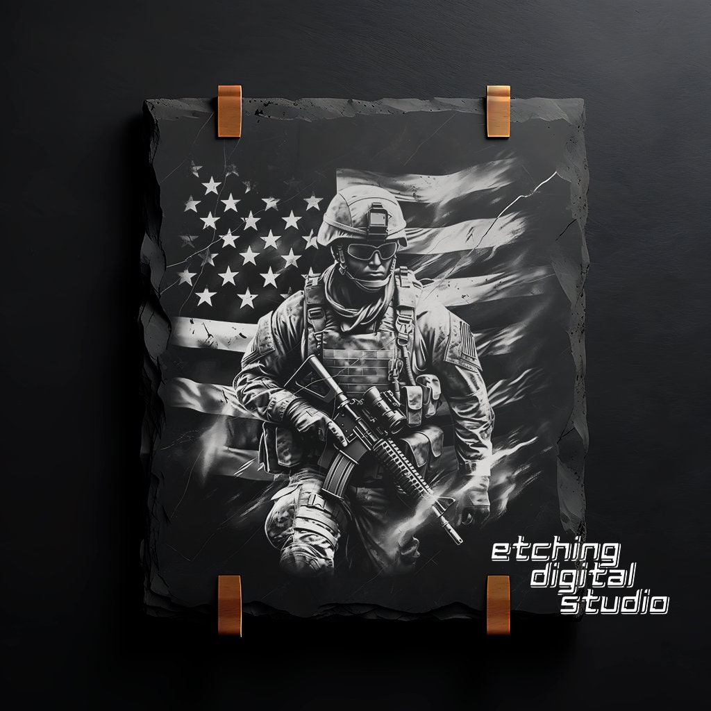 American Soldier PNG for CNC Laser Engrave, Laser Burn, Warfare ...