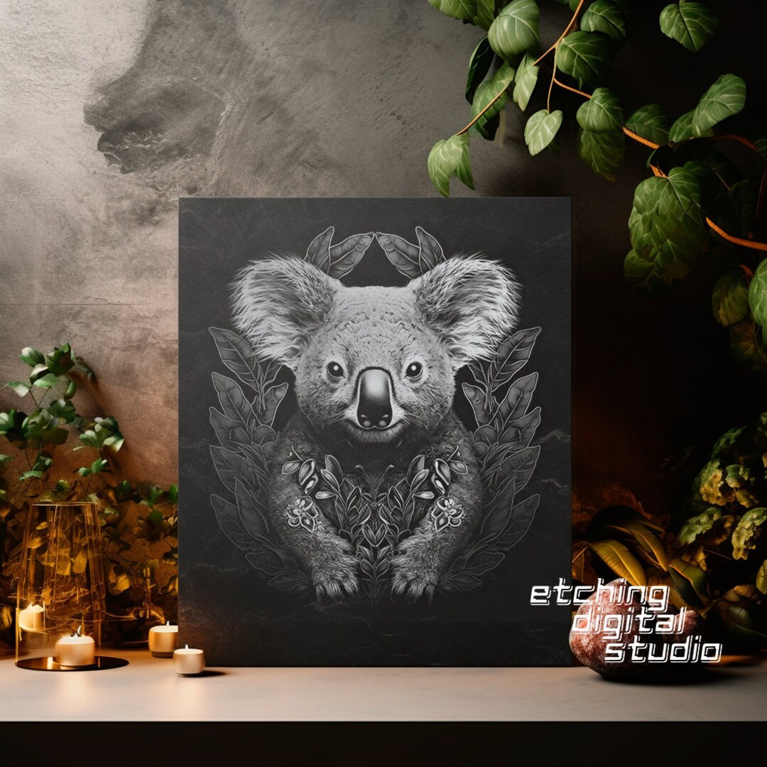 Koala PNG for CNC Laser Engrave, Laser Burn, Glowforge File, Lightburn ...