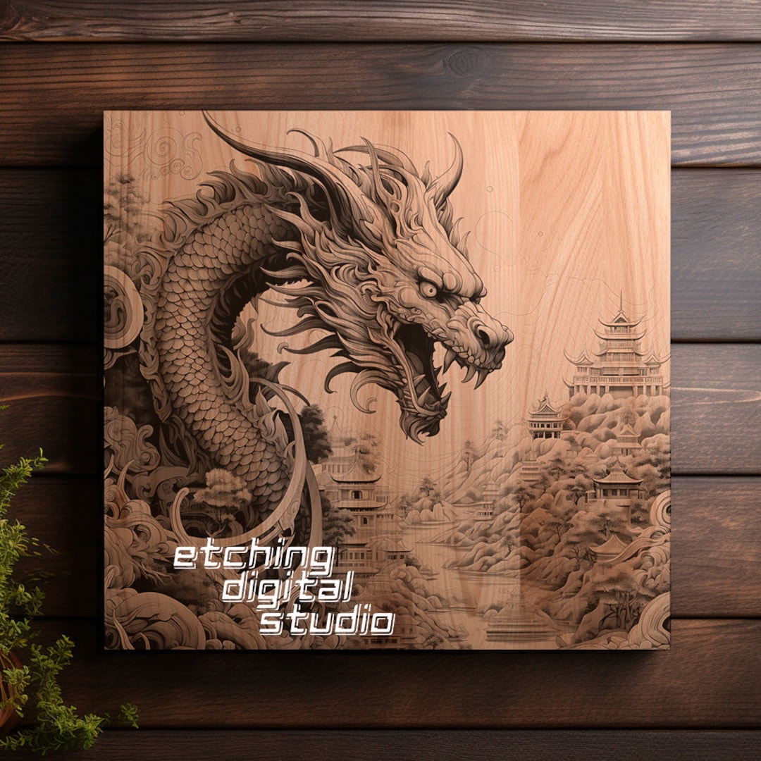 Dragon PNG for CNC Laser Engrave, Laser Burn, Glowforge File, Lightburn ...