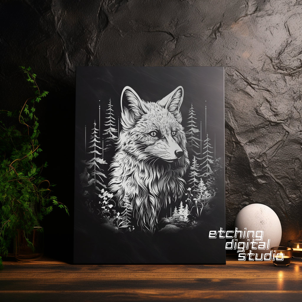 Fox in Forest PNG for CNC Laser Engrave Laser Burn Glowforge - Etsy Canada