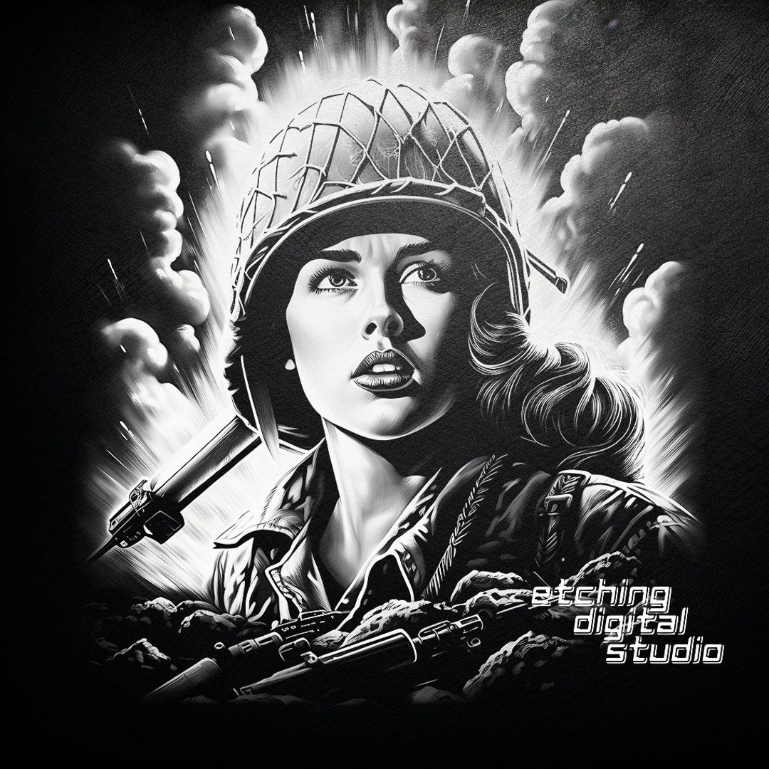 Woman Soldier PNG for CNC Laser Engrave, Laser Burn, American Soldier, Lightburn File, Slate ...
