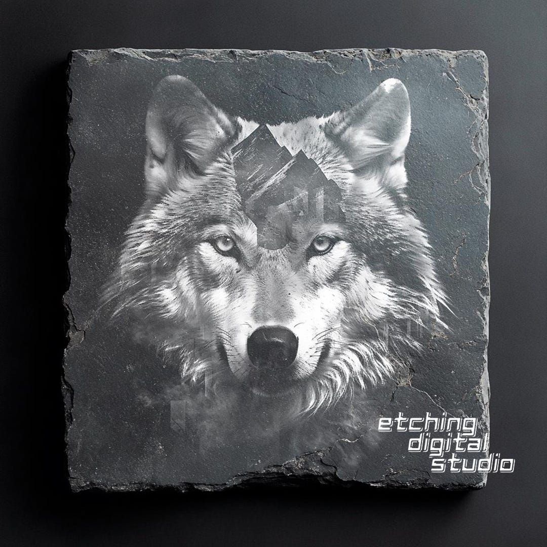Wolf Slate PNG | Slate Coasters Engraved | Slate Boards Etching | DIY ...