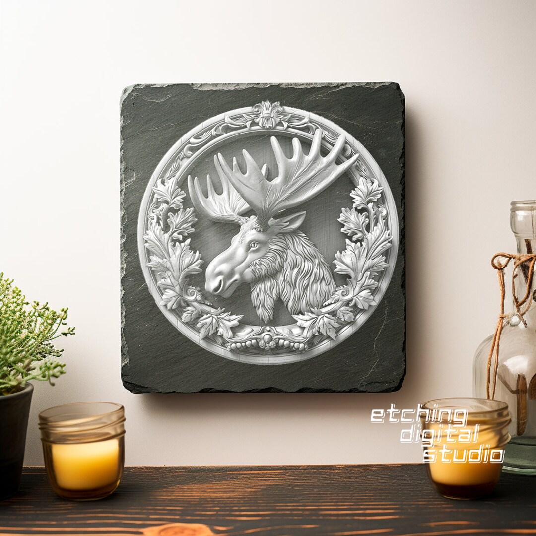 Moose Frame Slate PNG | Slate Coasters Engraved | Slate Boards Etching ...