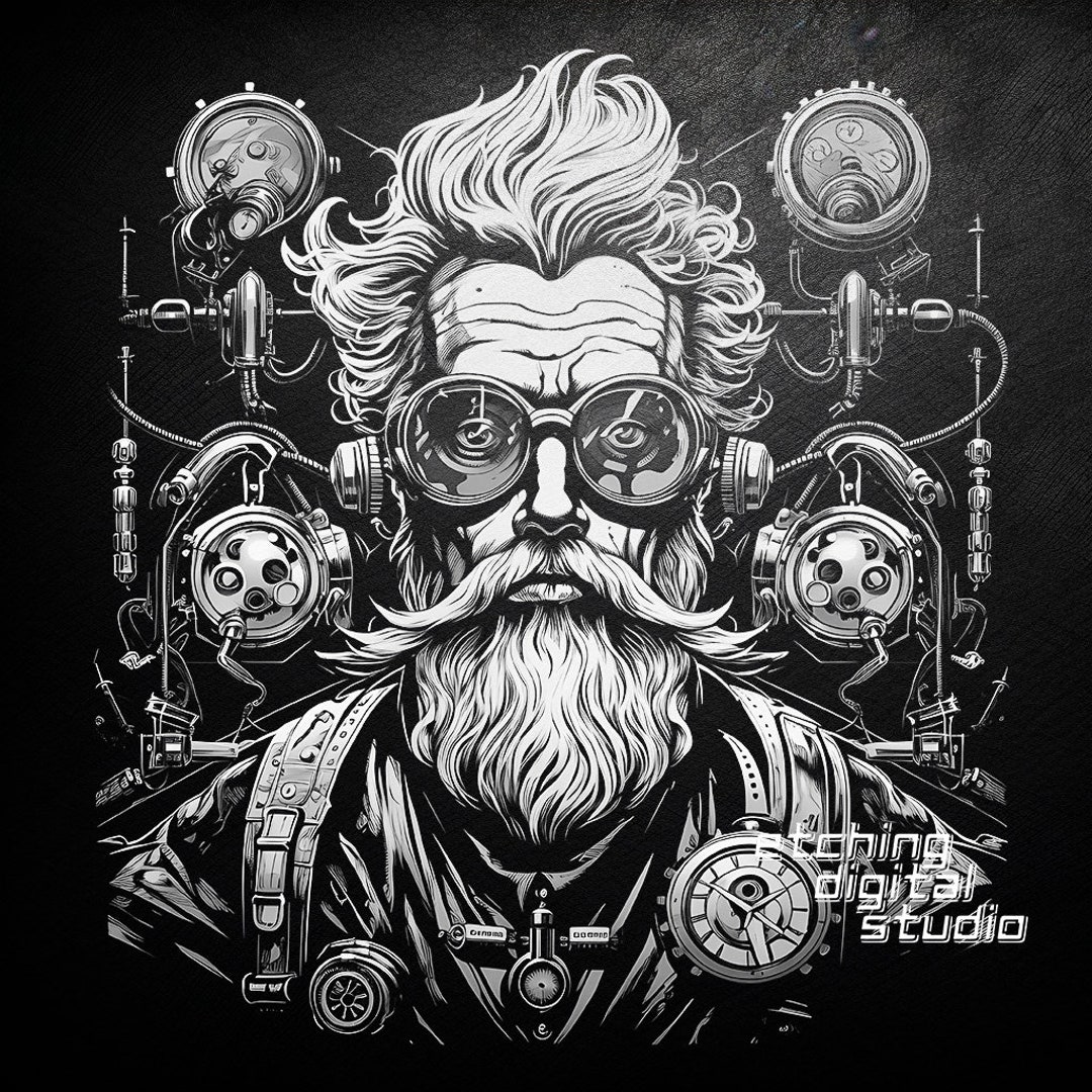 Steampunk Inventor PNG CNC Laser Engrave, Laser Burn, Glowforge File ...