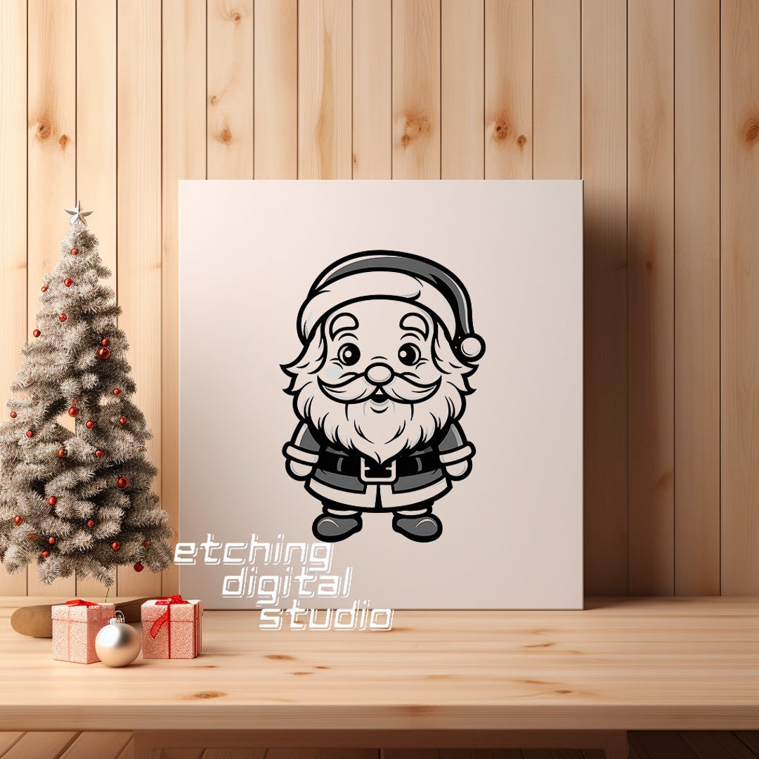 Cute Santa Claus PNG for CNC Laser Engrave Laser Burn - Etsy