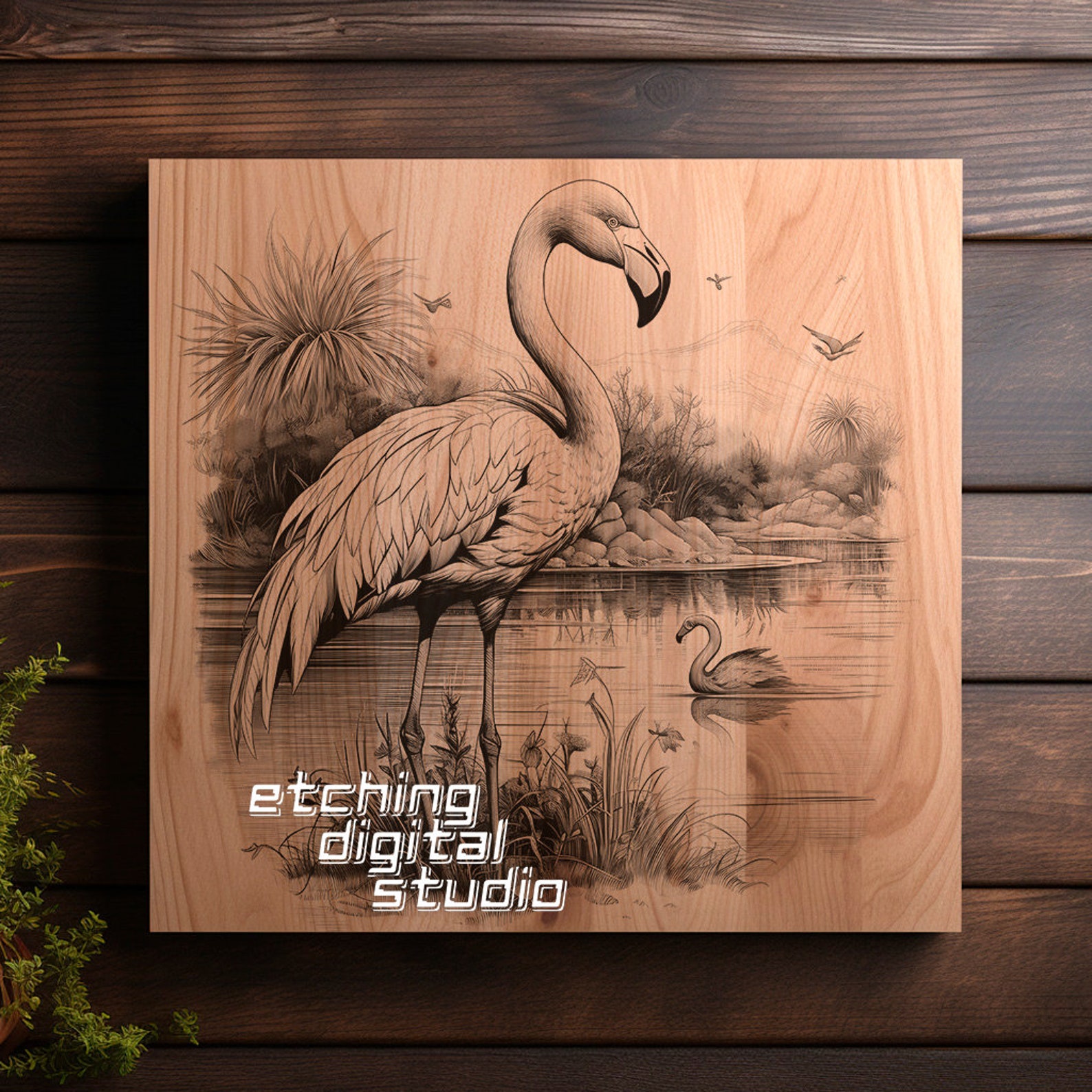 Flamingo PNG for CNC Laser Engrave, Laser Burn, Glowforge File ...