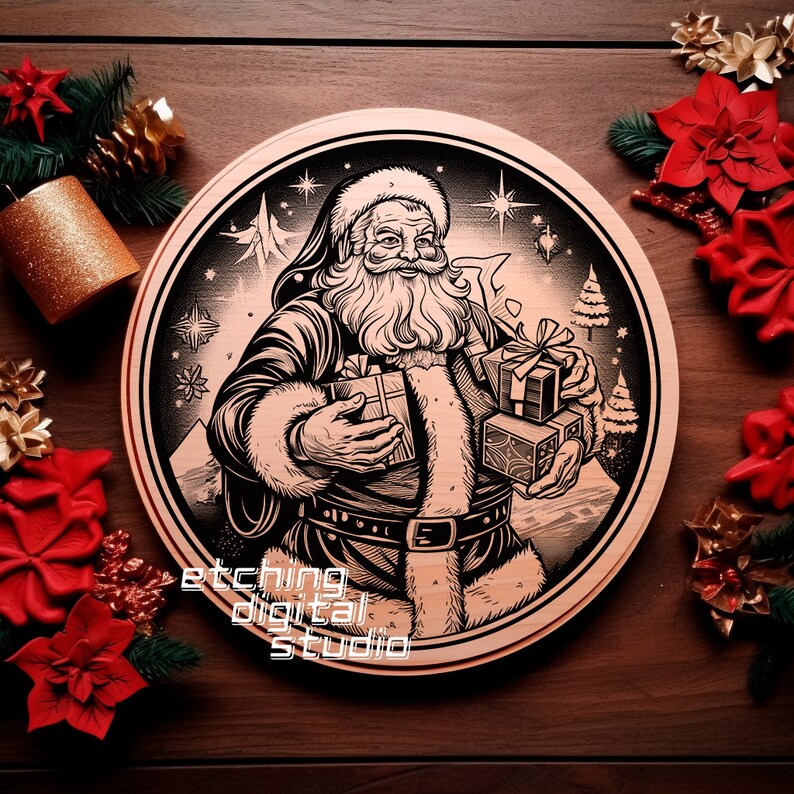 Santa Claus PNG for CNC Laser Engrave, Laser Burn, Glowforge File ...