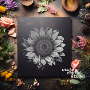 Sunflower PNG for CNC Laser Engrave, Laser Burn, Glowforge File ...