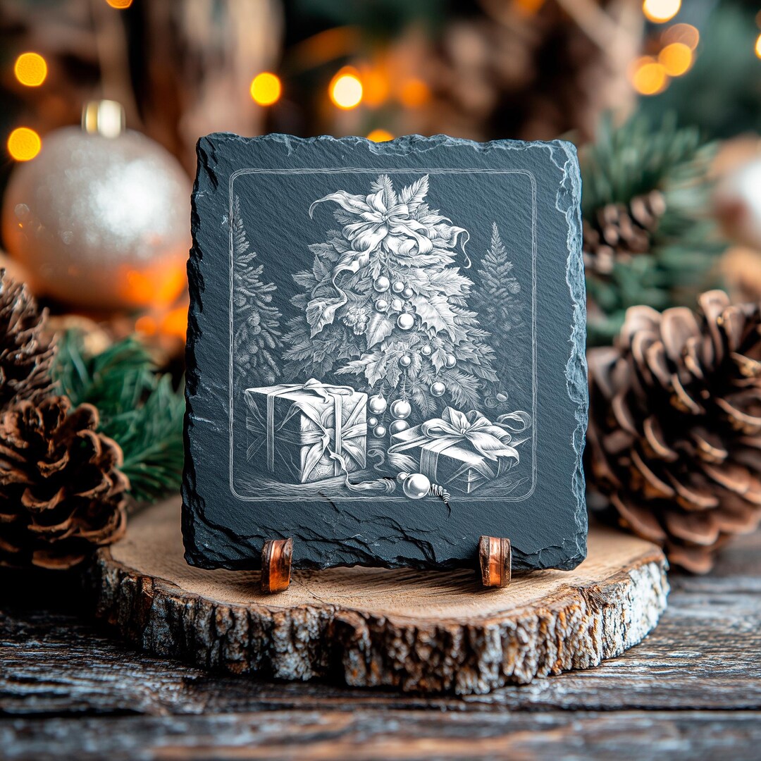 Xmas Tree Present PNG for CNC Laser Engrave, Laser Burn, Christmas ...