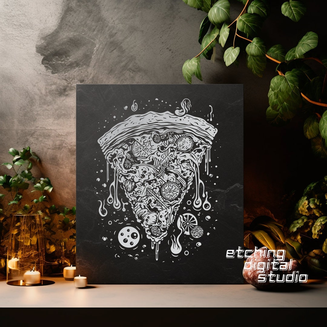 Pizza PNG for CNC Laser Engrave, Laser Burn, Glowforge, Charcuterie ...
