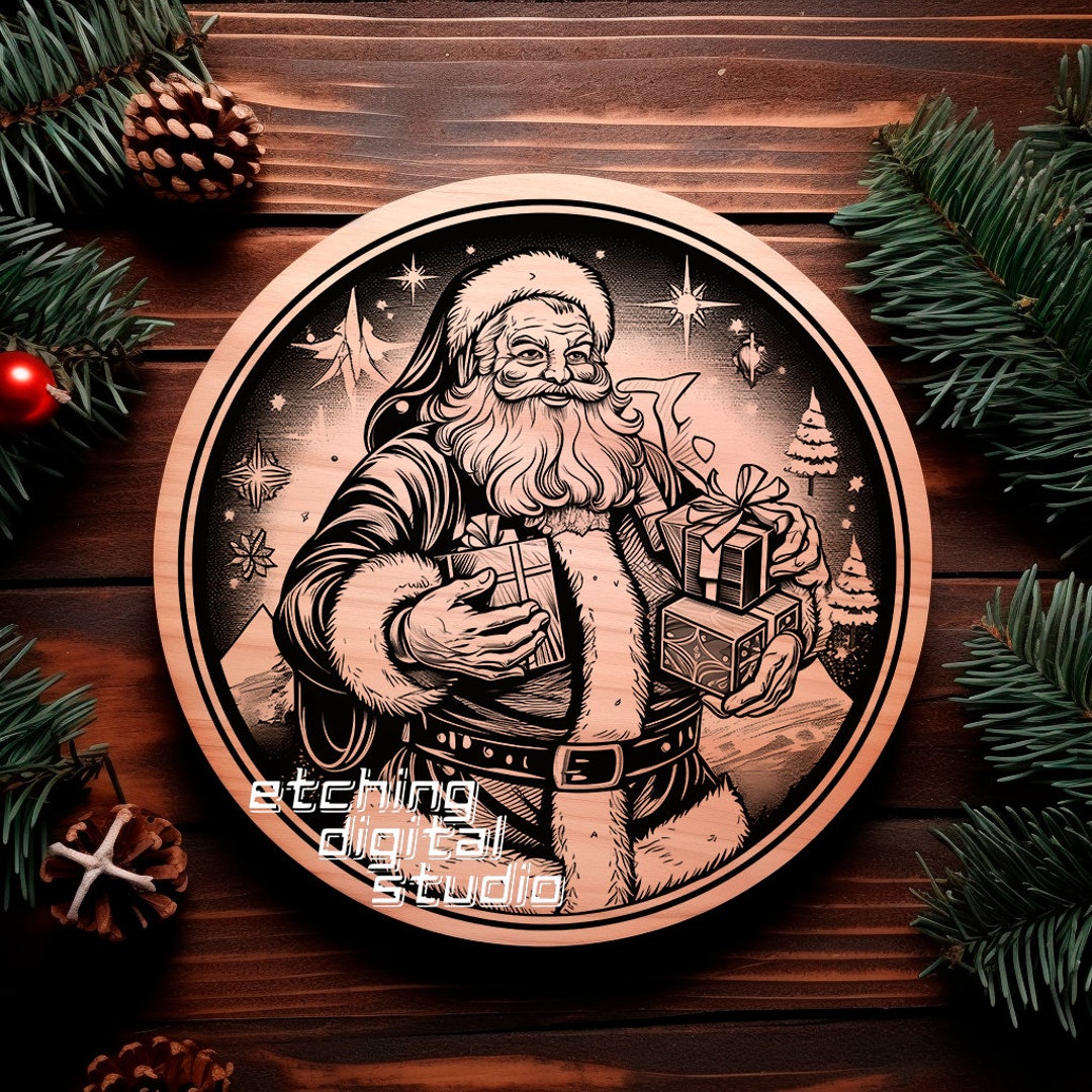 Santa Claus PNG for CNC Laser Engrave, Laser Burn, Glowforge File ...
