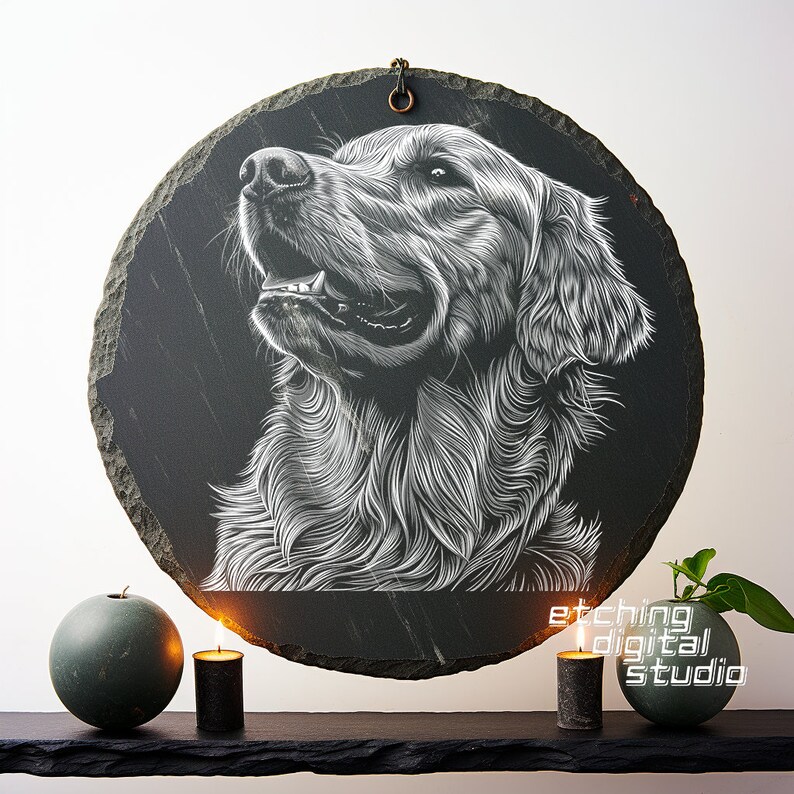 Golden Retriever Dog Slate PNG | Slate Coasters Engraved | Slate Boards ...