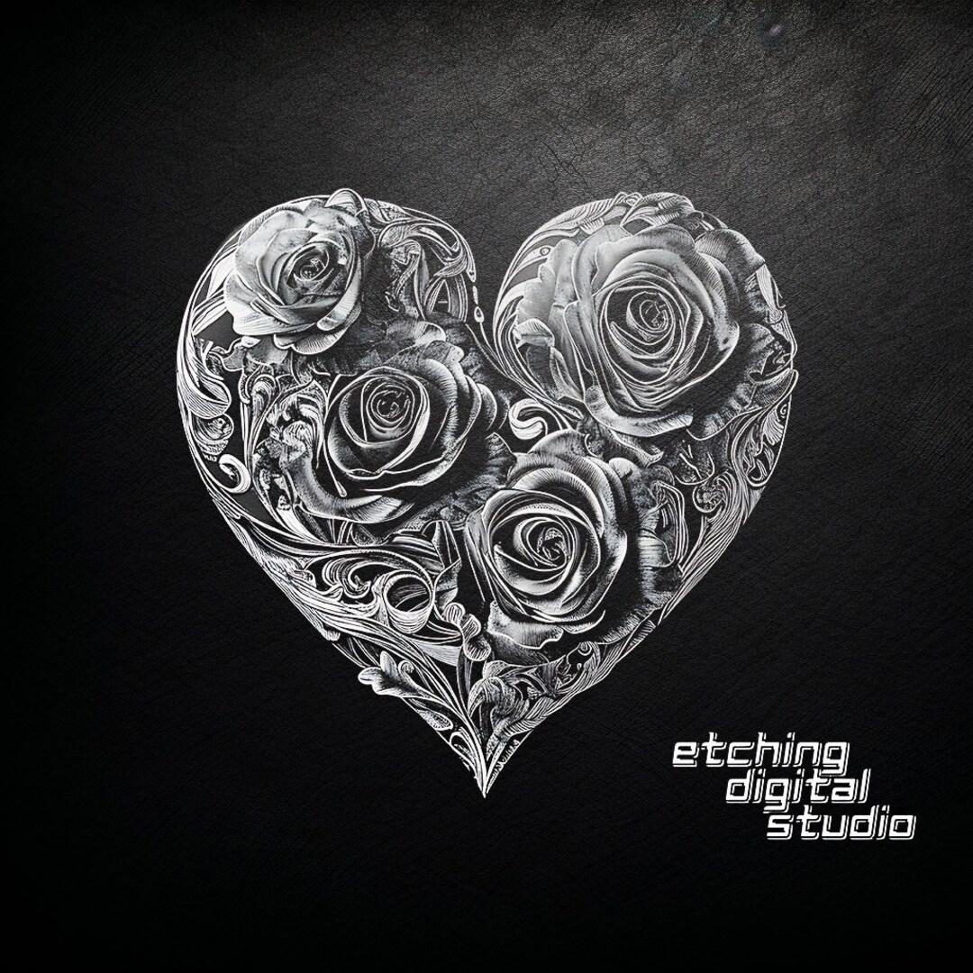 Heart Roses PNG for CNC Laser Engrave, Valentine's Day, Laser Burn ...