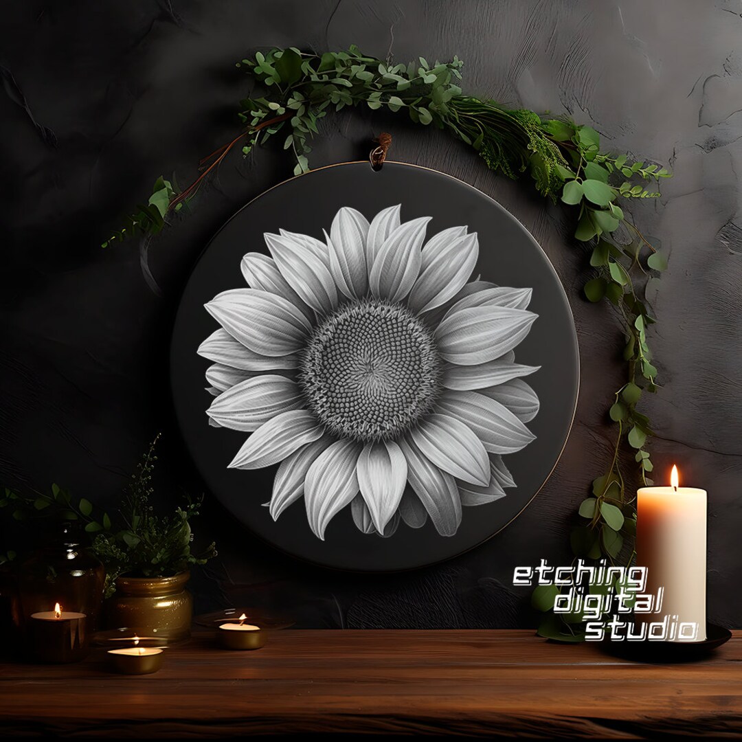 Sunflower PNG for CNC Laser Engrave, Flower, Laser Burn, Glowforge File ...