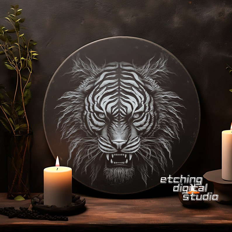 Ancient Tiger PNG for CNC Laser Engrave, Laser Burn, Glowforge File ...