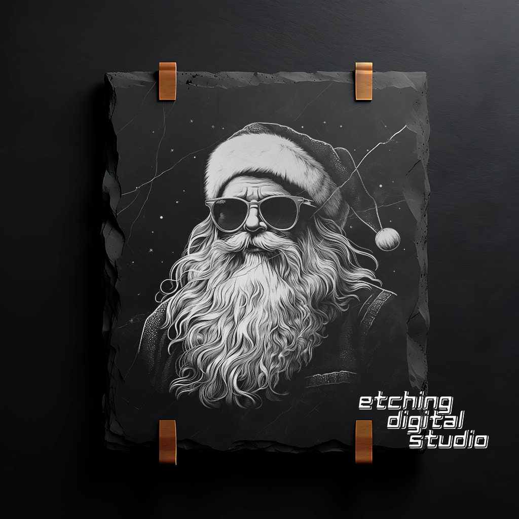 Cool Santa Claus PNG for CNC Laser Engrave, Laser Burn, Glowforge File ...