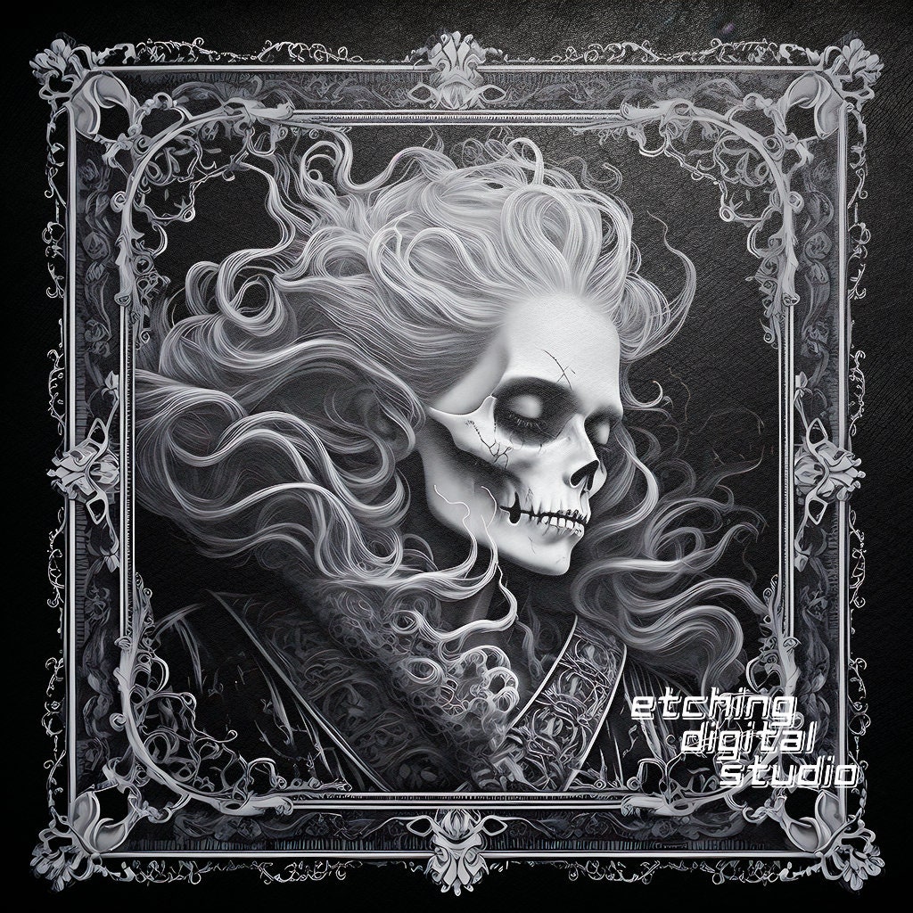 Girl Skull Frame PNG for CNC Laser Engrave Laser Burn - Etsy
