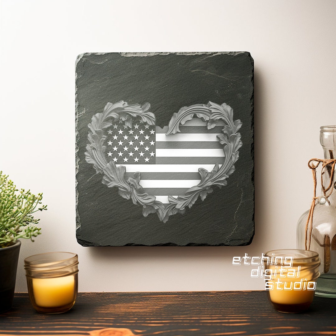 Heart U.S.A Slate PNG | Slate Coasters Engraved | Slate Boards Etching ...