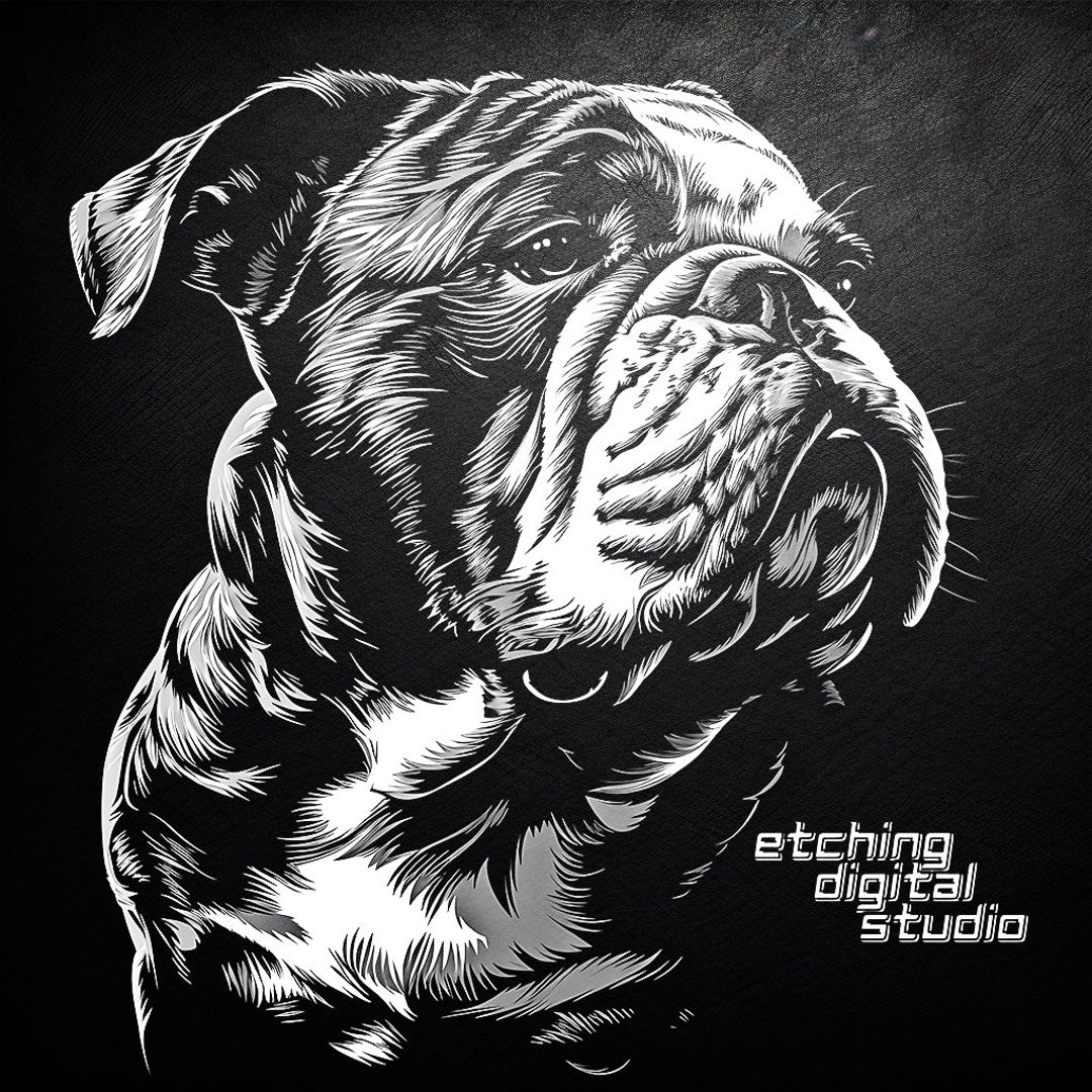 Bulldog Dog Breed, Laser Engraving PNG File, Slate Coaster Engraved ...