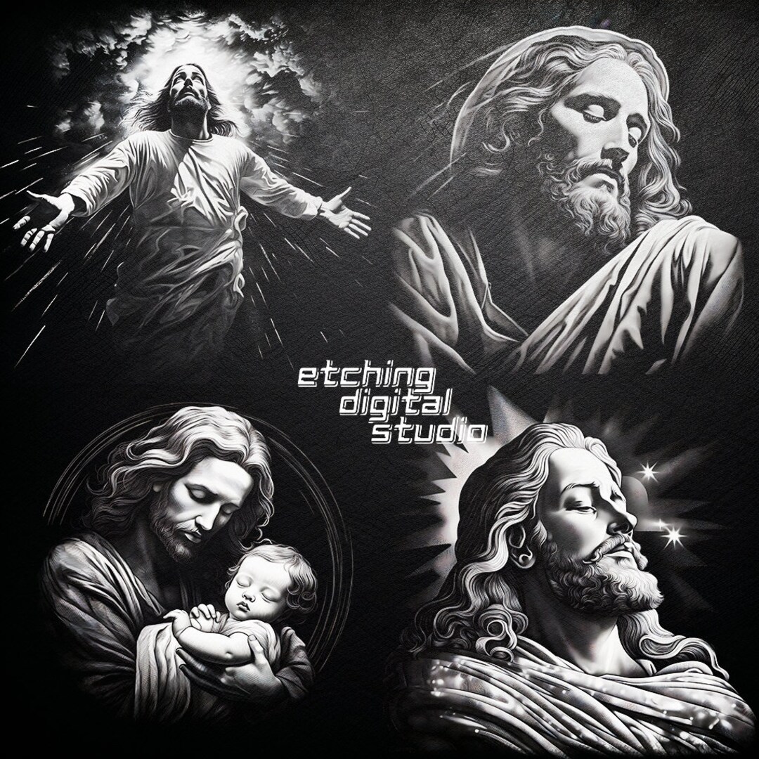 4 Bundle Jesus PNG for CNC Laser Engrave, Laser Burn, Lightburn File ...