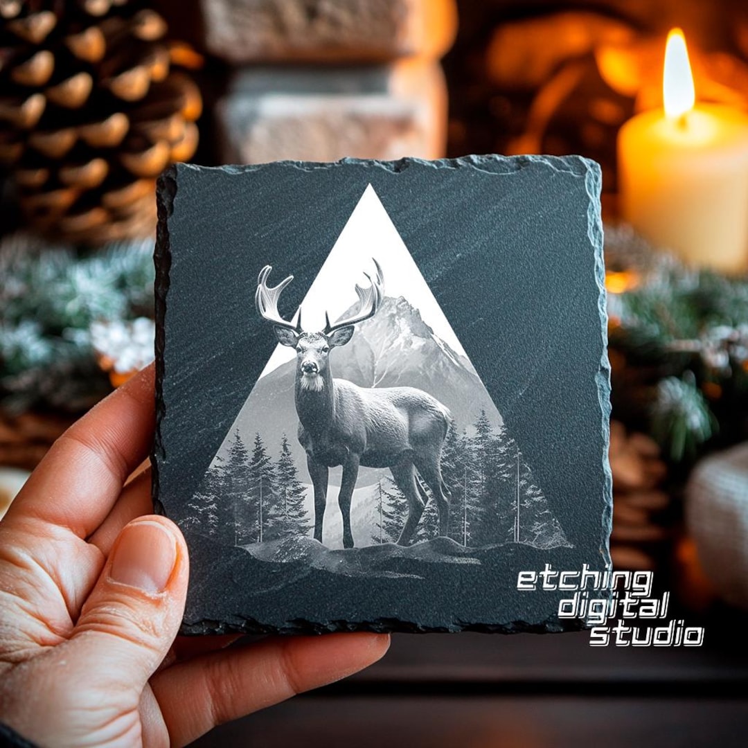 Deer Slate PNG | Slate Coasters Engraved | Slate Boards Etching | DIY ...