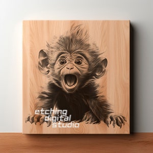 Little Monkey PNG for CNC Laser Engrave, Laser Burn, Glowforge File ...