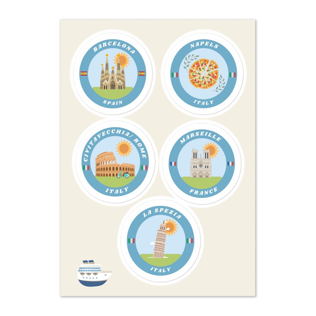 European Cruise Destination Stickers, Vacation Travel Sticker Sheet - Etsy