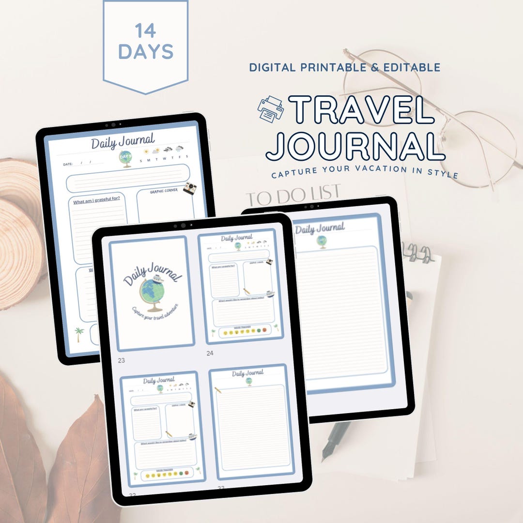 Daily Travel Journal Editable & Printable Vacation Journal - Capture ...