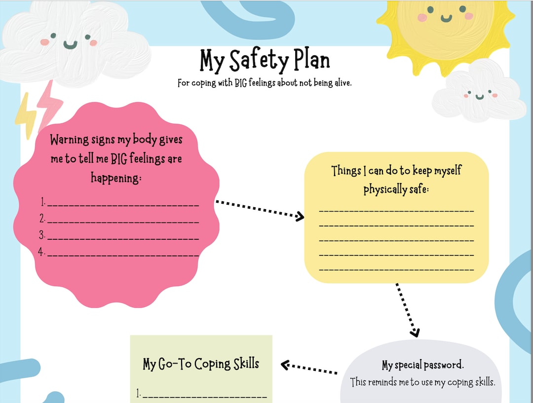Safety Plan for Young Kids With Suicidal Ideations - Etsy
