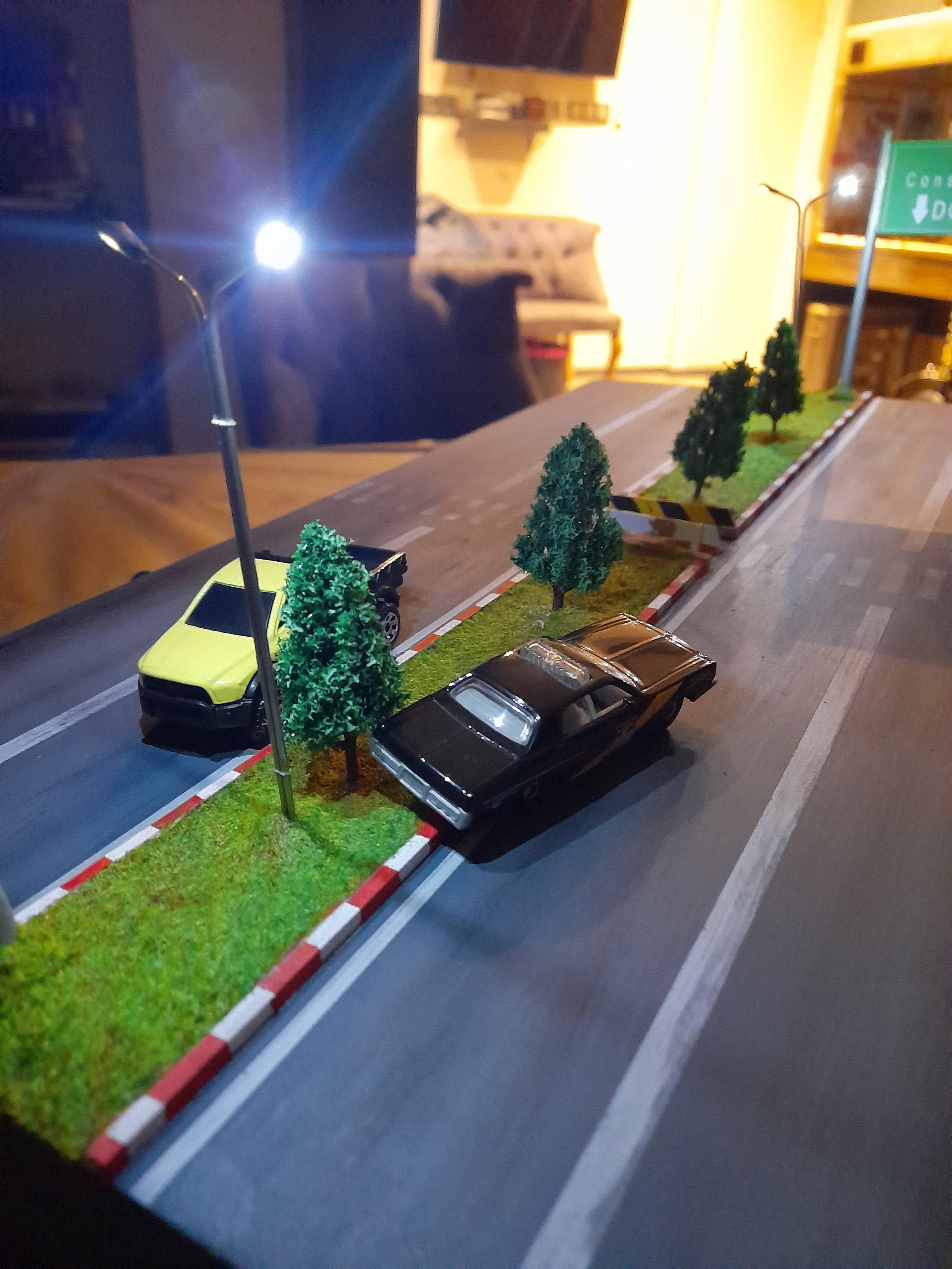 1:64 Scale Road Diorama With Led Lighting for Hotwheels Matchbox Minigt ...