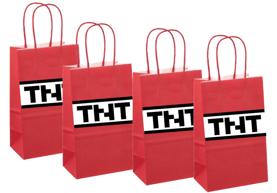 Gaming TNT Dynamite Explosive Design Happy Birthday Red Gift Bags Set ...