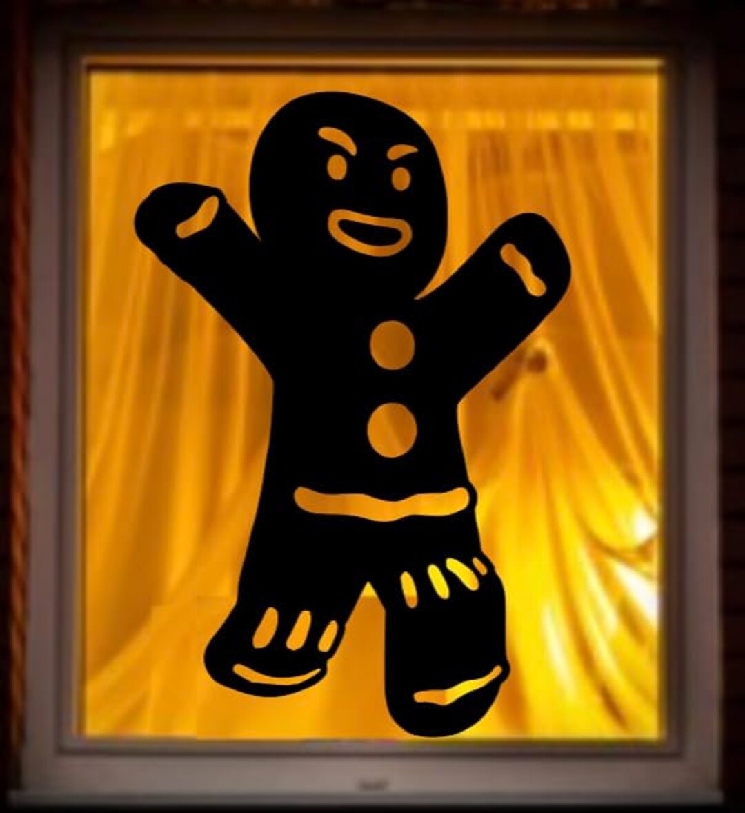 Reusable Christmas Angry Gingerbread Man Window Cling Decal, Christmas ...