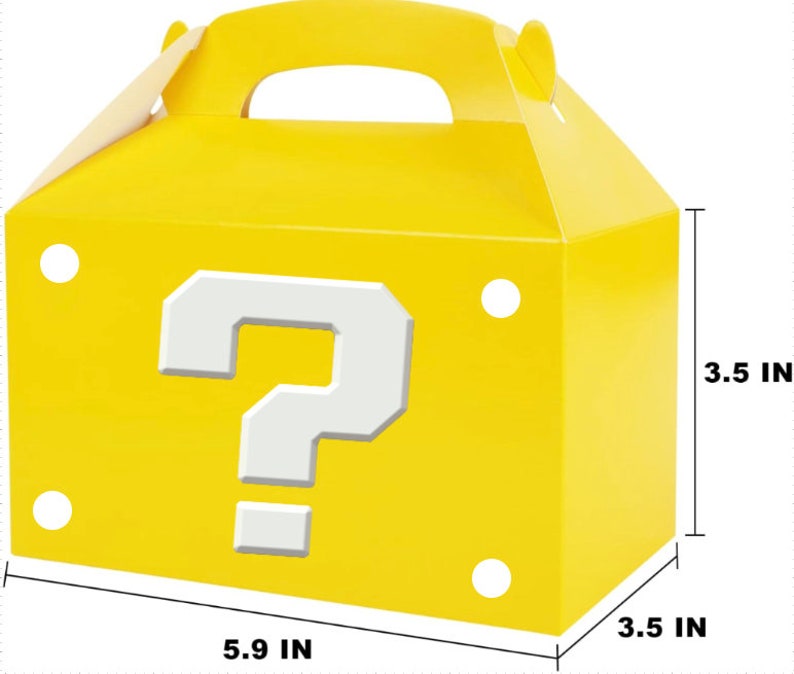 Gamer Pixel Question Mark Happy Birthday Party Yellow Gabel Favor Gift ...