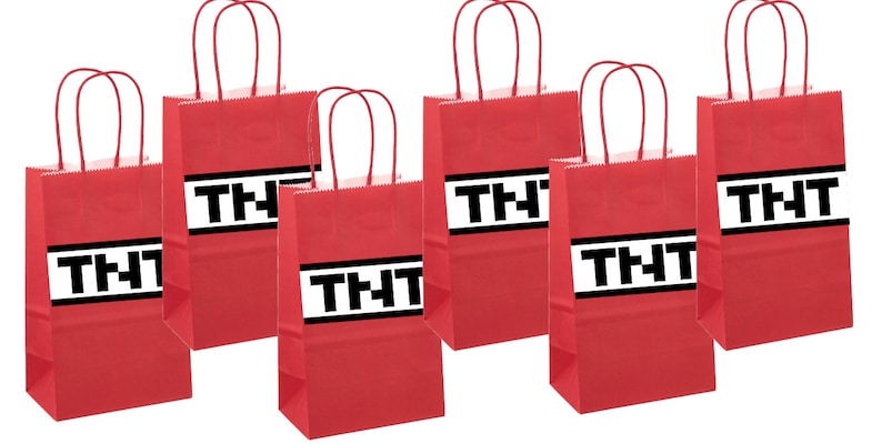Gaming TNT Dynamite Explosive Design Happy Birthday Red Gift Bags Set ...