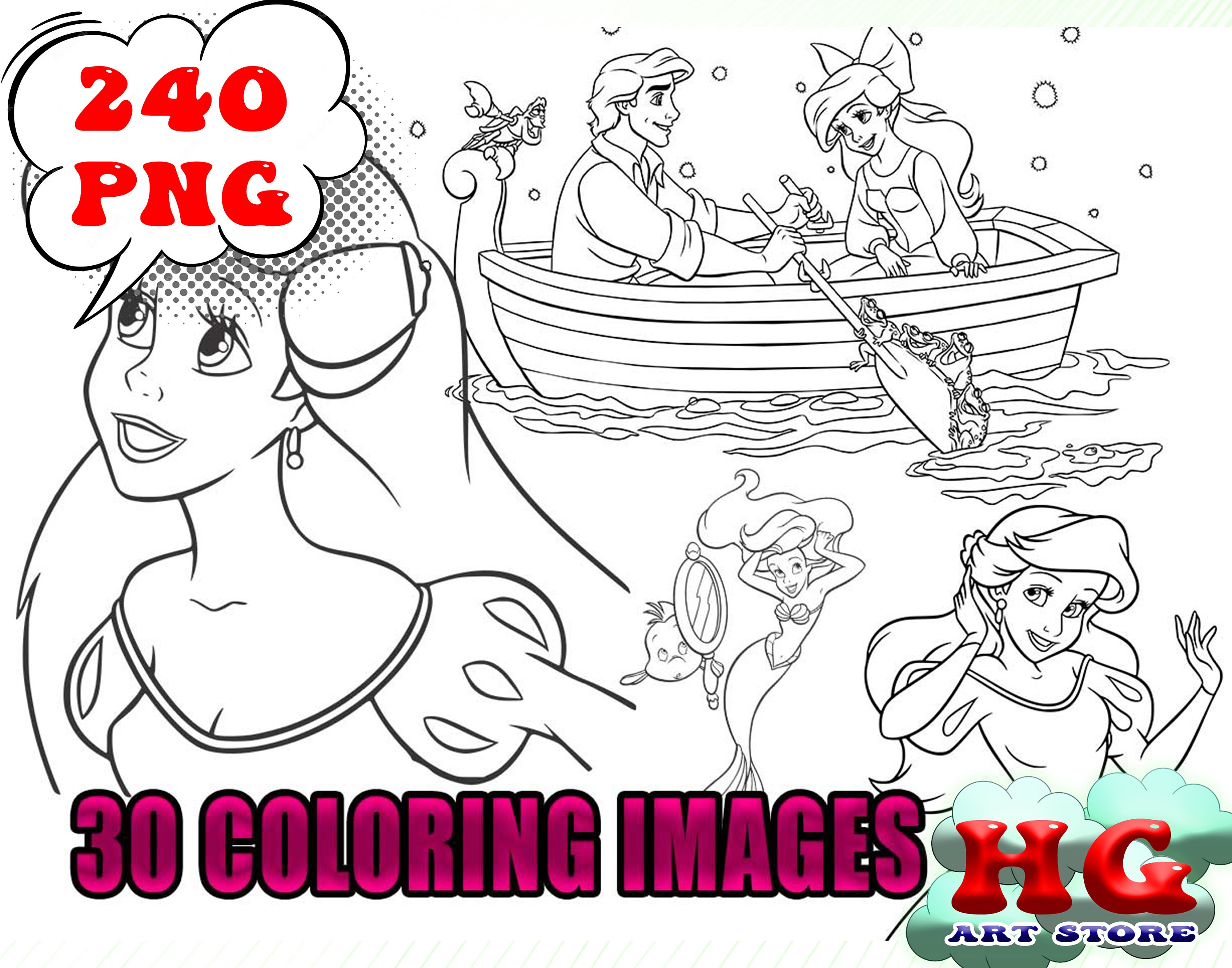 Ariel Coloring Imagines, Ariel Digital Paper Ariel Clip Art Ariel ...