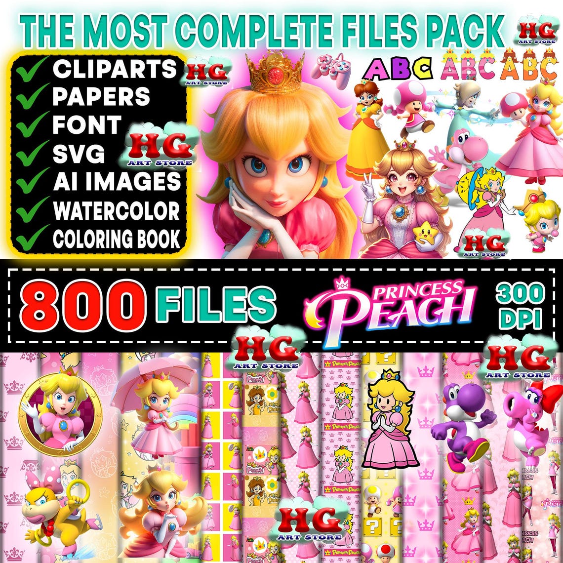 Princess Peach Png Princess Peach Clipart Princess Peach Digital Paper ...