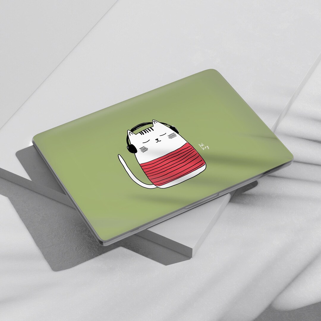Audio Cat MacBook Case Funny Cat Face Laptop Skin, Cover for MacBook ...