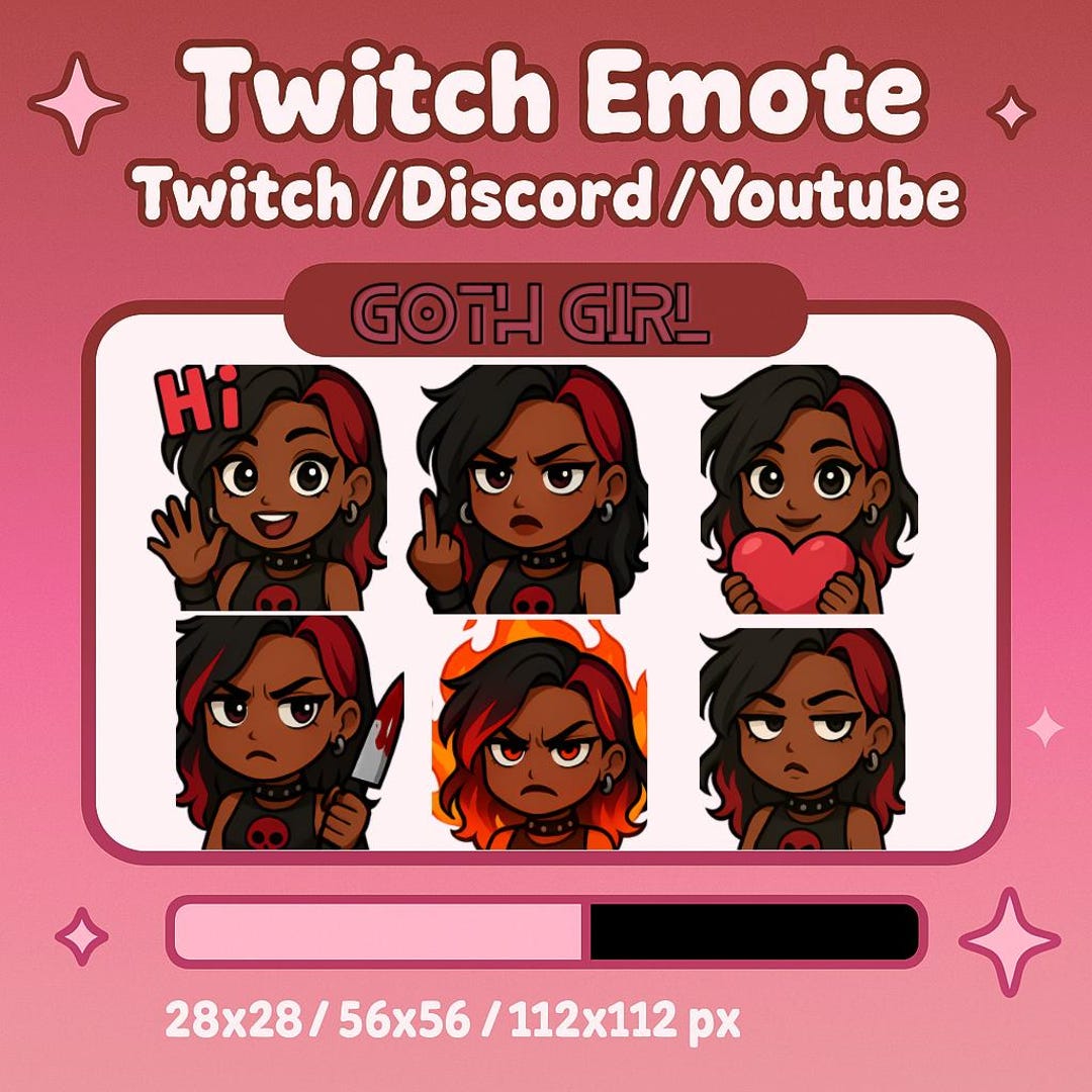 Goth Girl Emotes (6 Pack) for Twitch - Etsy
