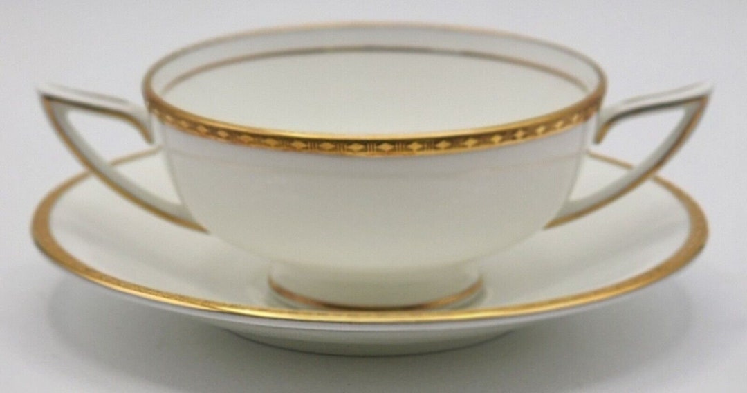 Golden Heritage by Minton Footed Cream Soup Bowl and Saucer Thin Gold ...