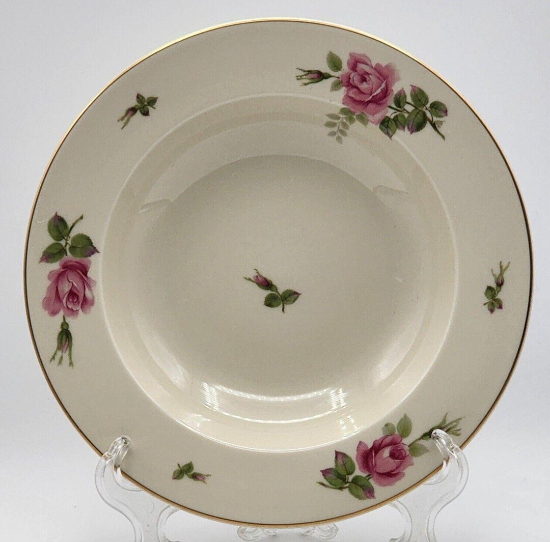 Rosenthal Continental Aida Cream 2825 Roses Green Leaves 8 1/8 Rim Soup ...