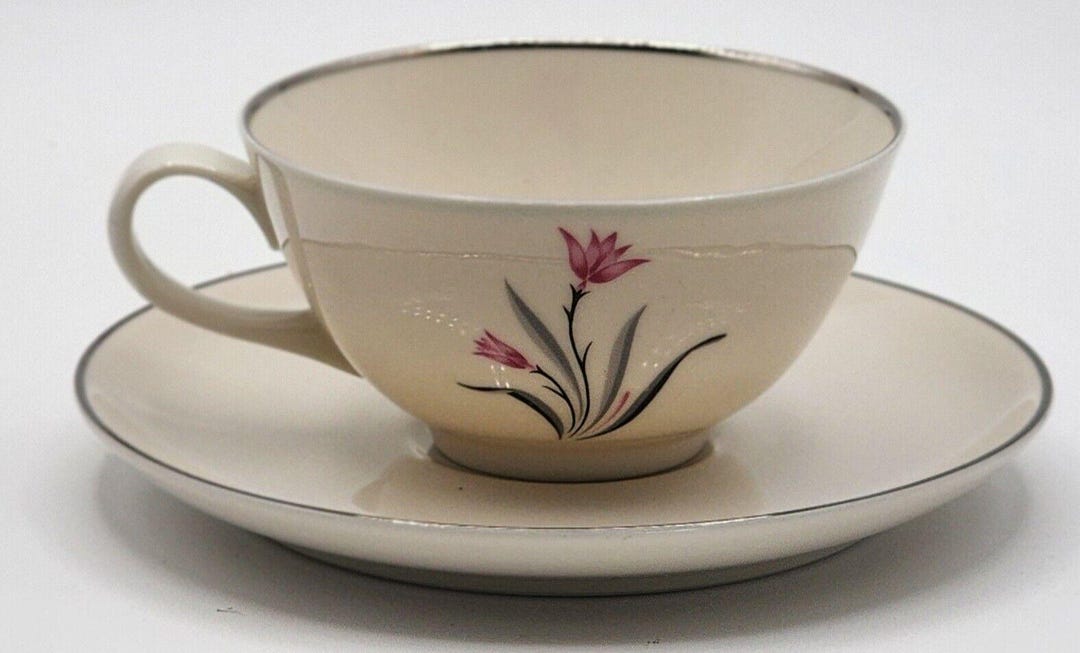 Alpine Syracuse China USA Pink Flowers 1955-1970 Flat Cup and Saucer - Etsy