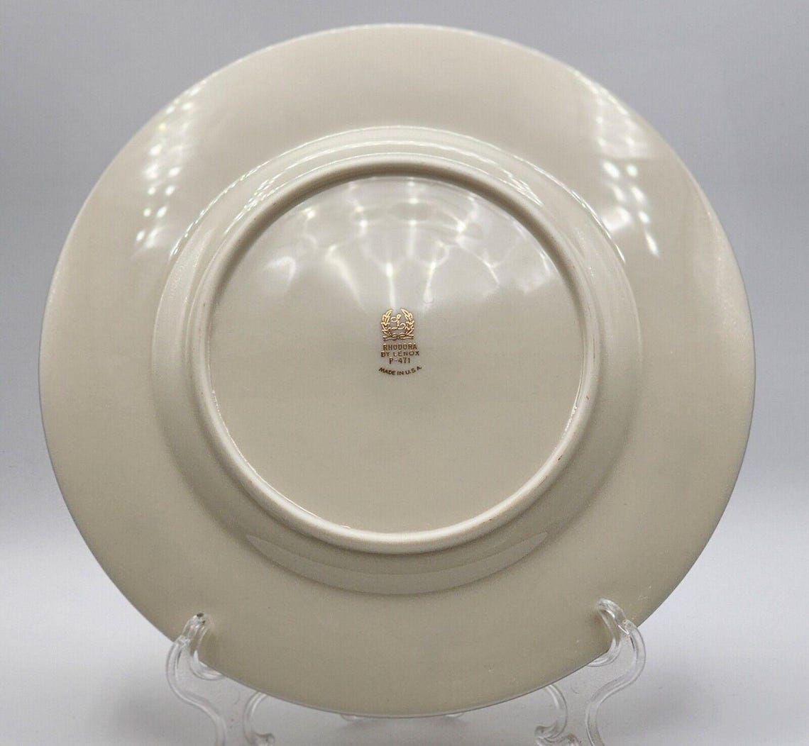 Lenox China Rhodora (P-471) Rose Center Gold Leaves 9 1/8 Luncheon ...