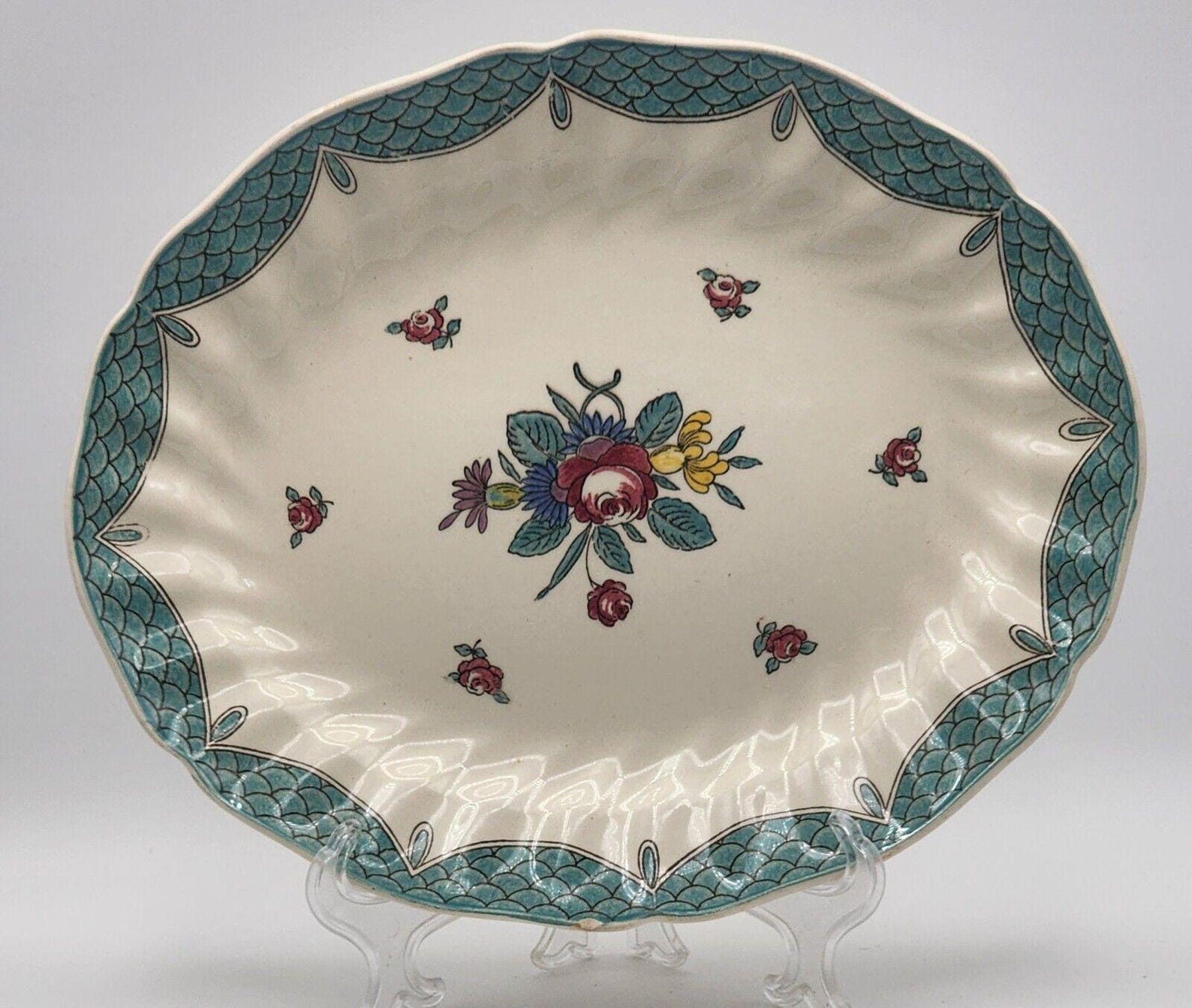 Royal Doulton Lowestoft Bouquet D6023 Oval Platter 11 in Blue/green - Etsy