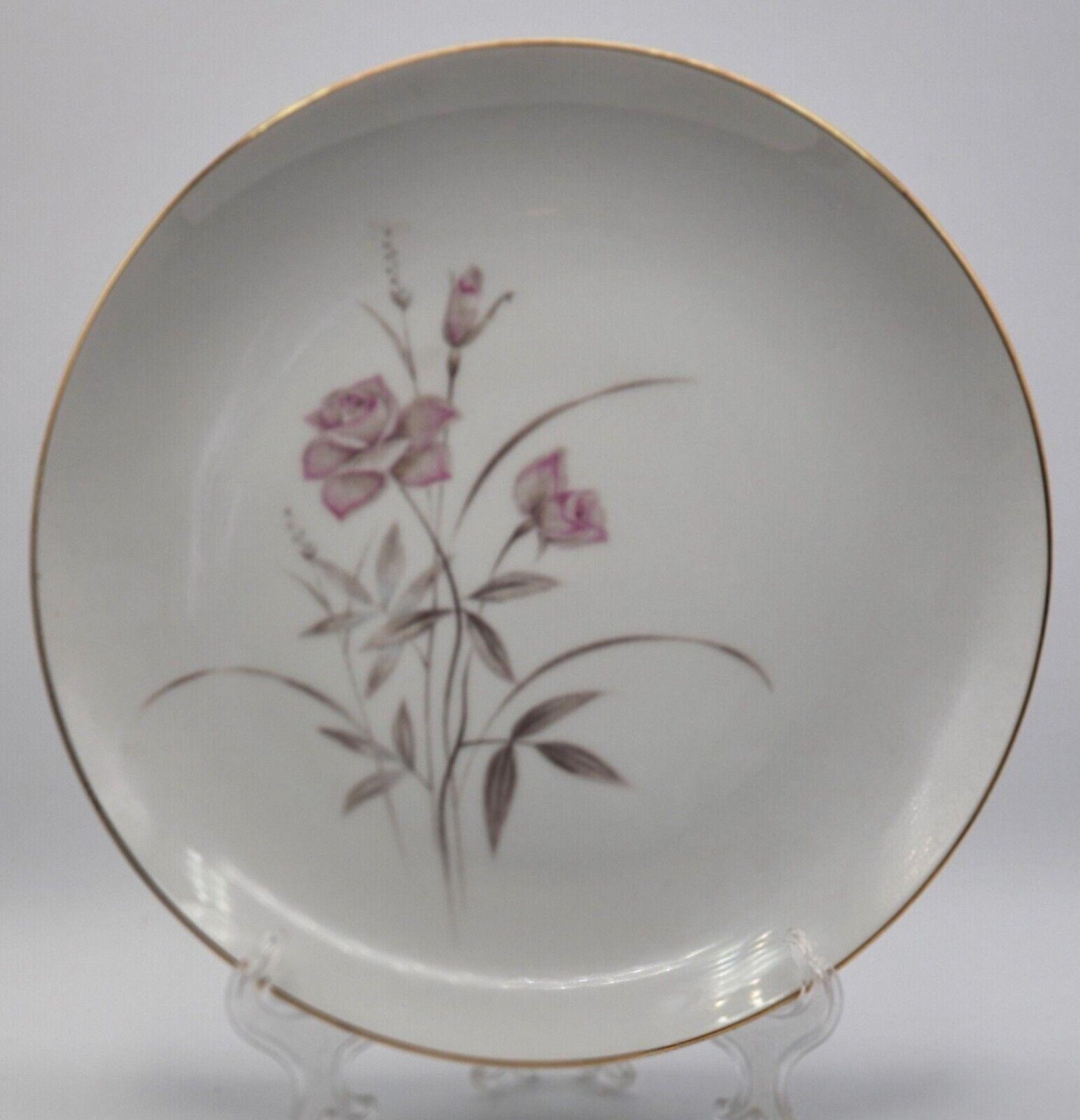 Royal Sovereign BLUSH ROSE Pink/gray Roses and Buds 10 1/8 Dinner Plate ...