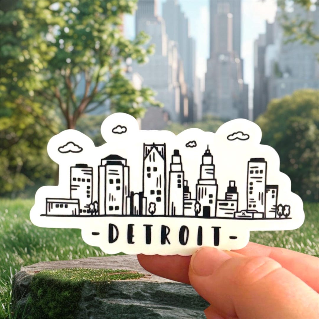 Detroit Skyline Vinyl Sticker Unique Cityscape Design for Travel Lovers ...