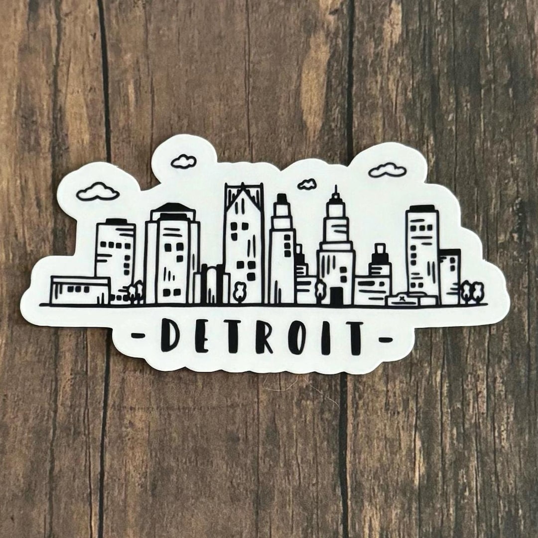 Detroit Skyline Sticker, Detroit Sticker, Motown Motor City Skyline ...