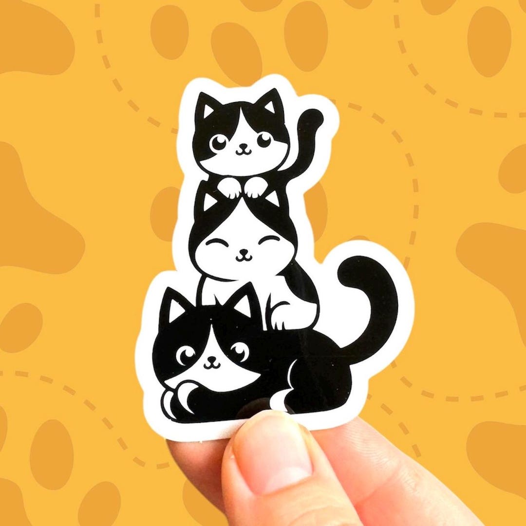 Pile of Cats Sticker Cute Animal Decal for Laptops & Water Bottles ...