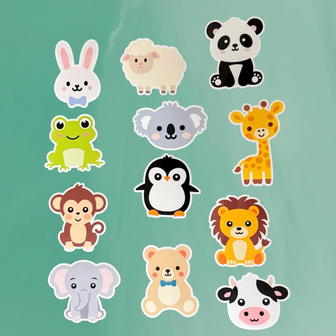 Cute Zoo Animal Sticker Pack, 12 Zoo Animal Stickers – Sticker Bundle ...